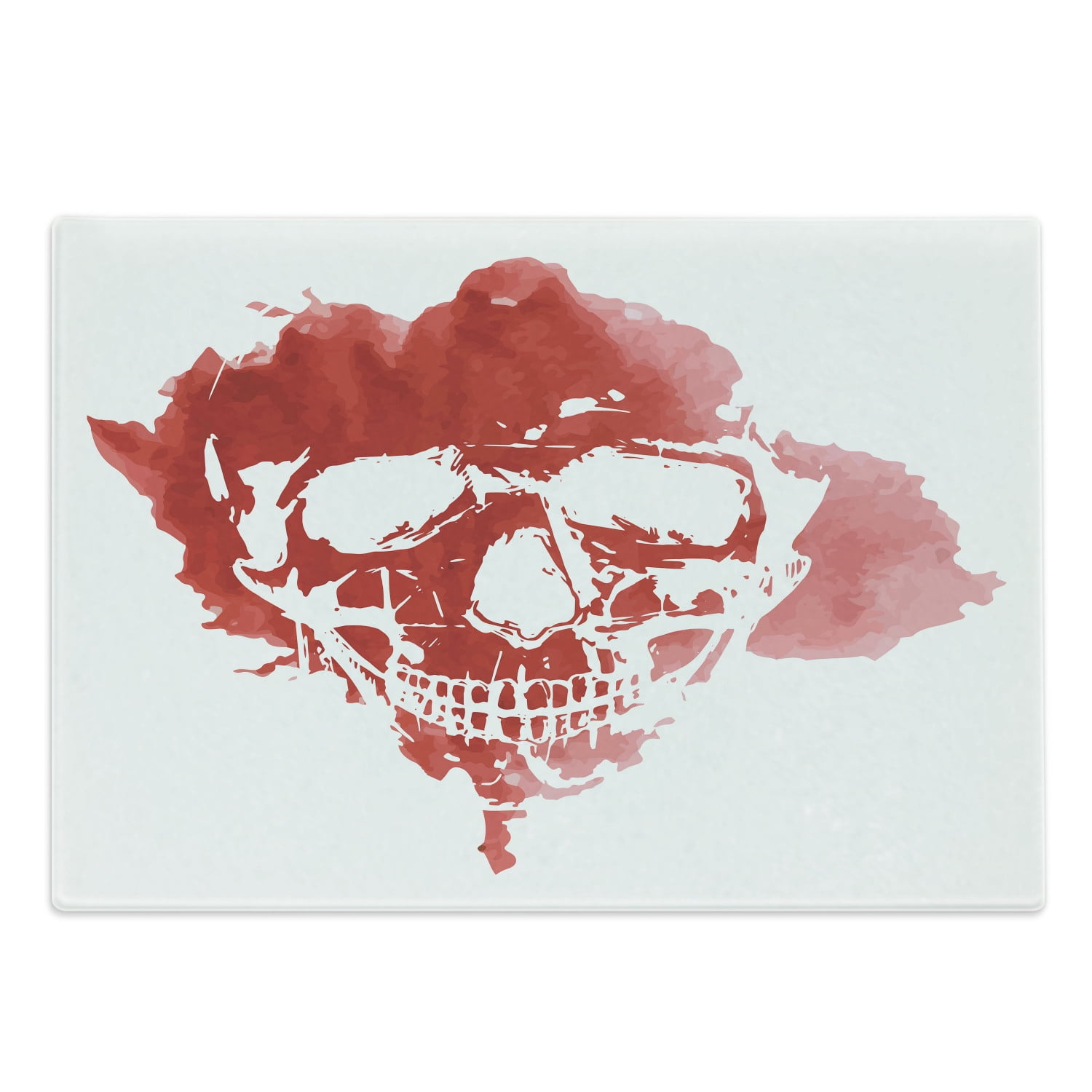 Horror House Cutting Board, Skull Head in Watercolor Style Brush Stroke ...