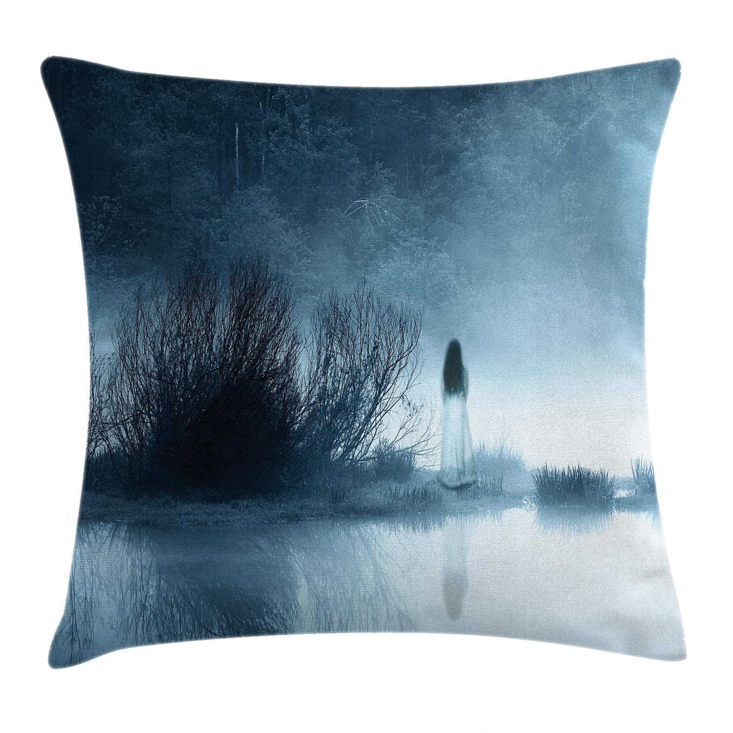 Horror House Decor Throw Pillow Cushion Cover, Mysterious Women in ...