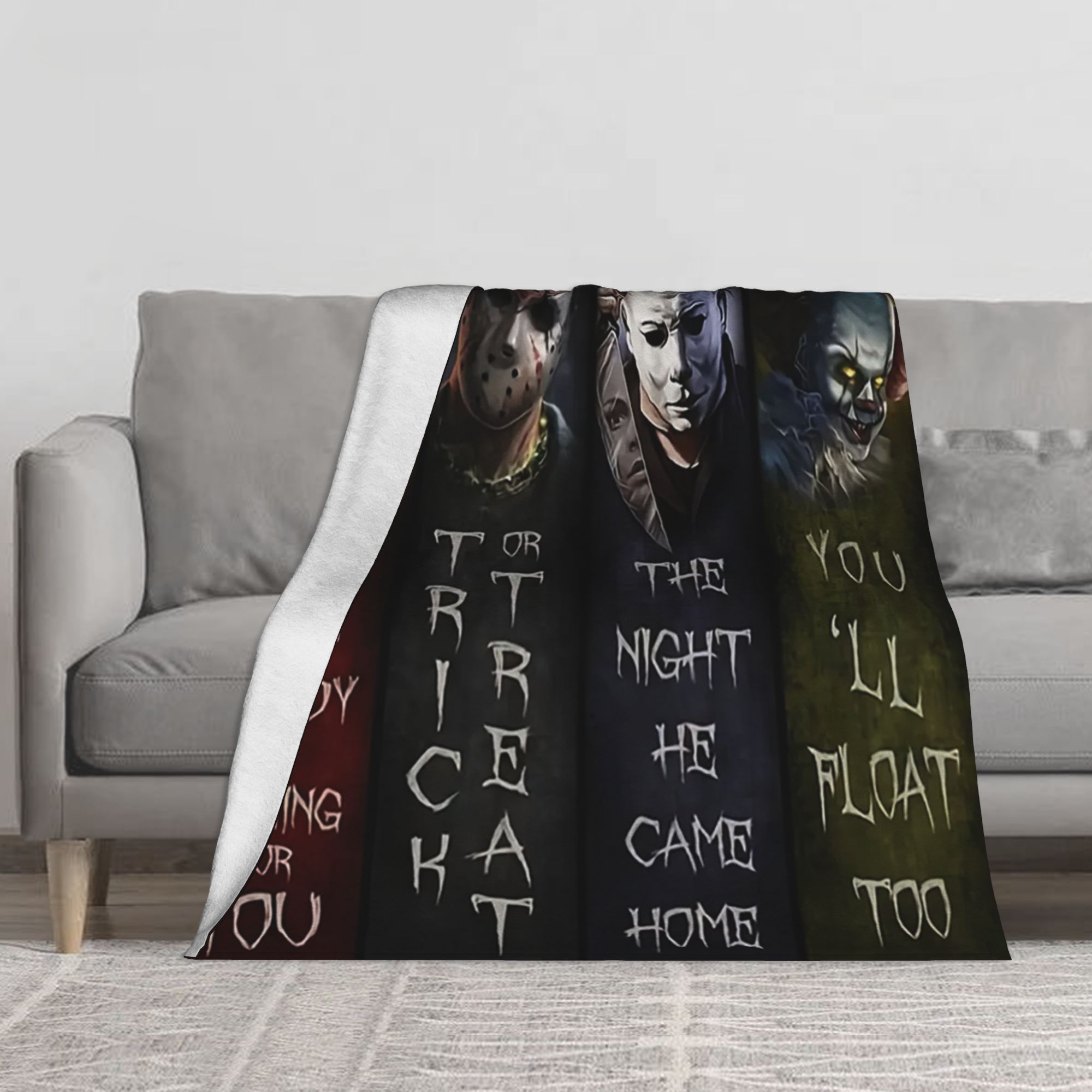 Horror Icons Flannel Fleece Throw Blanket - Dark Style Digital Print ...