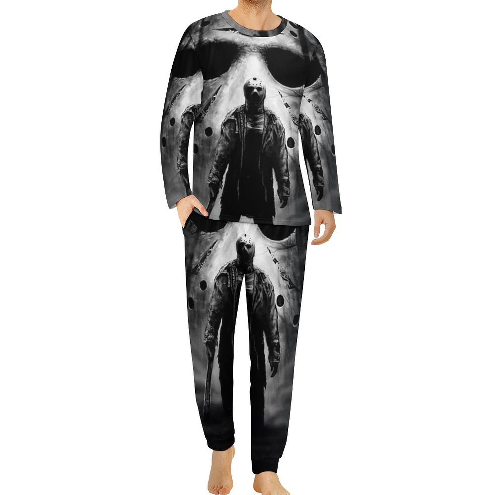 Horror Jason Voorhees Adult Pajama Suit Long Sleeve Sleepwear Top And ...
