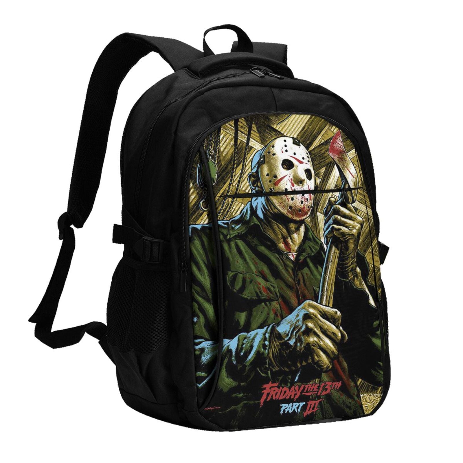 Horror Jason Voorhees Laptop Backpack with USB Charging Port Shoulders ...