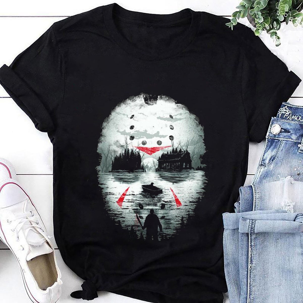 Horror Jason Voorhees Mask Halloween Movie T-Shirt, Jason Voorhees ...