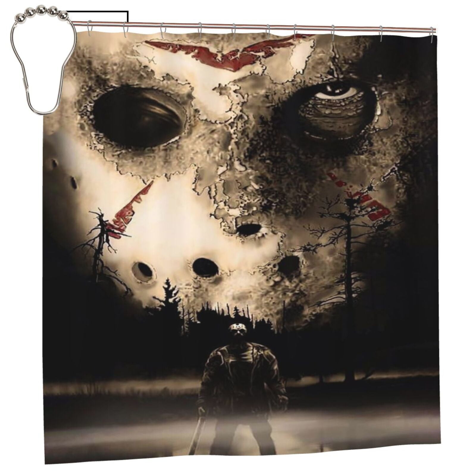 Horror Jason Voorhees Shower Curtain 72 x 72 in Bathroom Decor Fabric ...