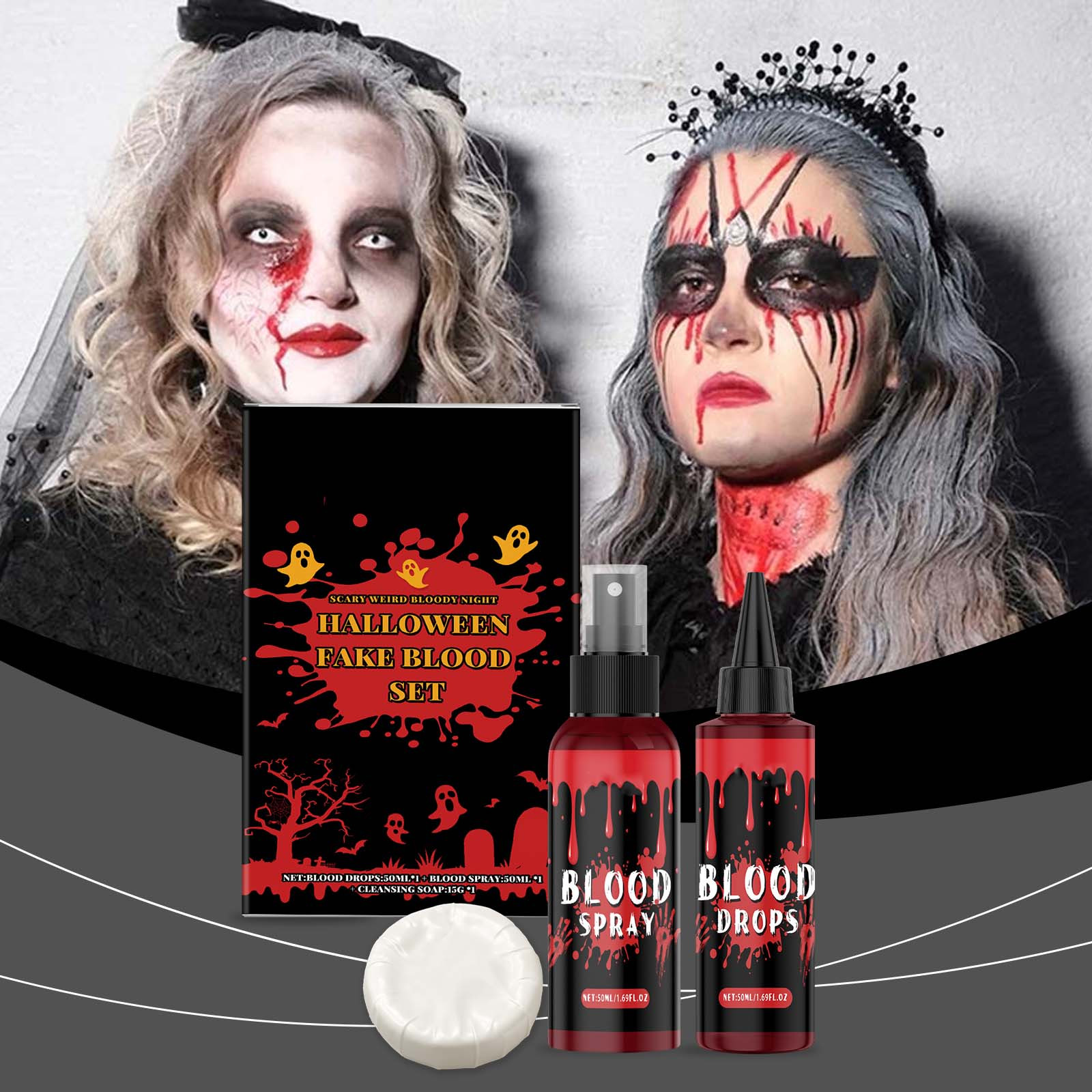 Horror Makeup Kit, Special Effects Blood Drops and Spray Set, Realistic ...