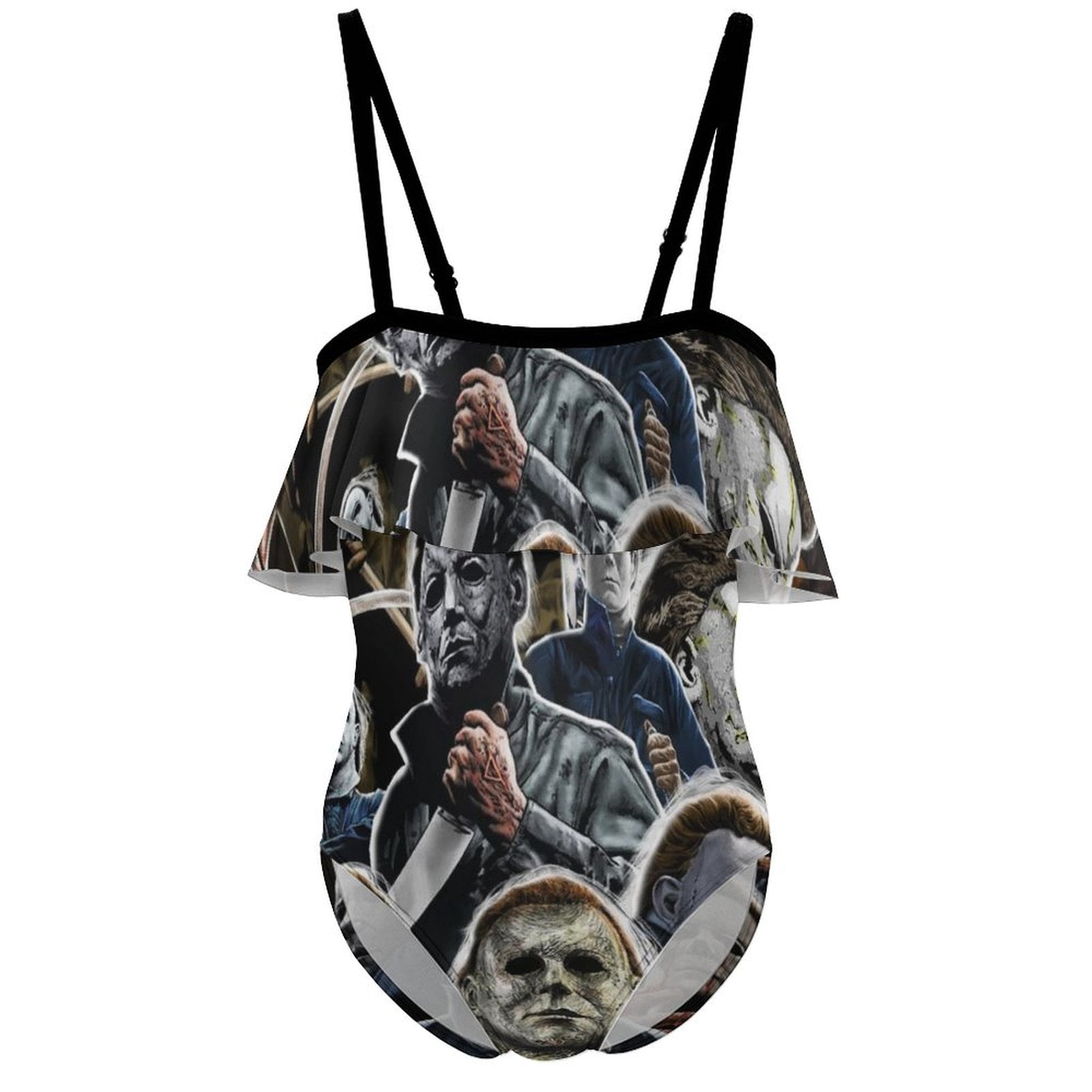 Horror Michael Myers Kids One-piece Swimsuit Adjustable Off Shoulder ...