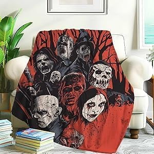 Horror Movie Blanket for Couch Lap, Zombies and Scary Faces Theme ...