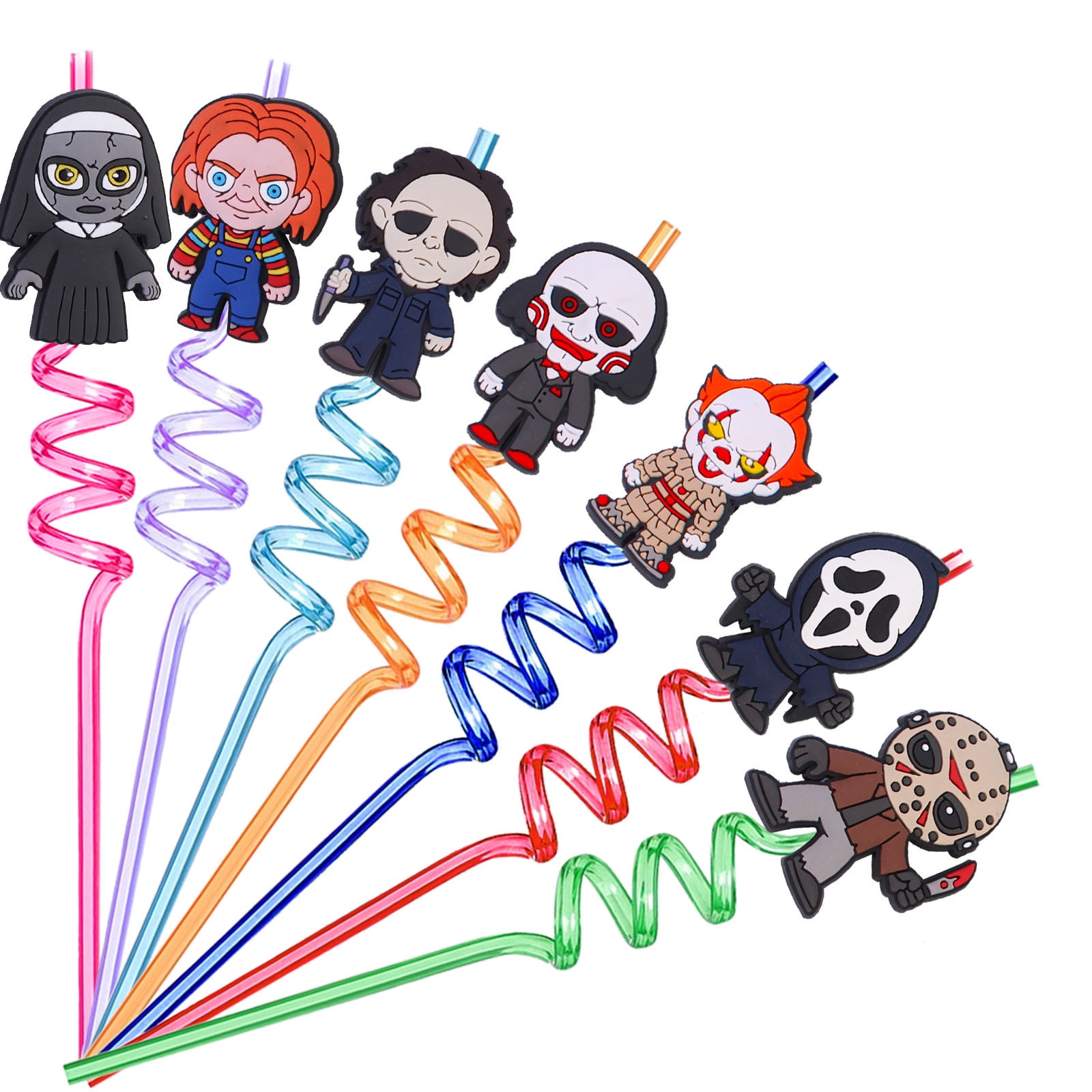 Horror Movie Character Reusable Straw Horror Stories Party Favors ...