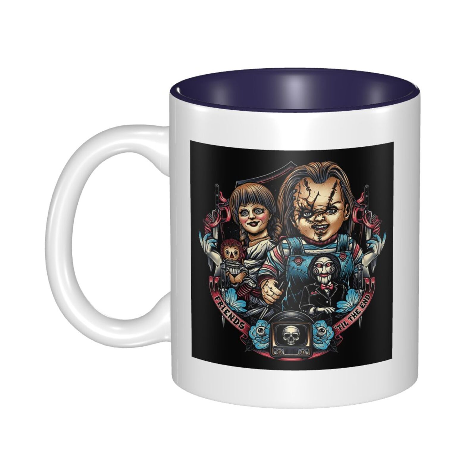 Horror Movie Characters Coffee Mug Fun Mugs Navy Blue - Walmart.com
