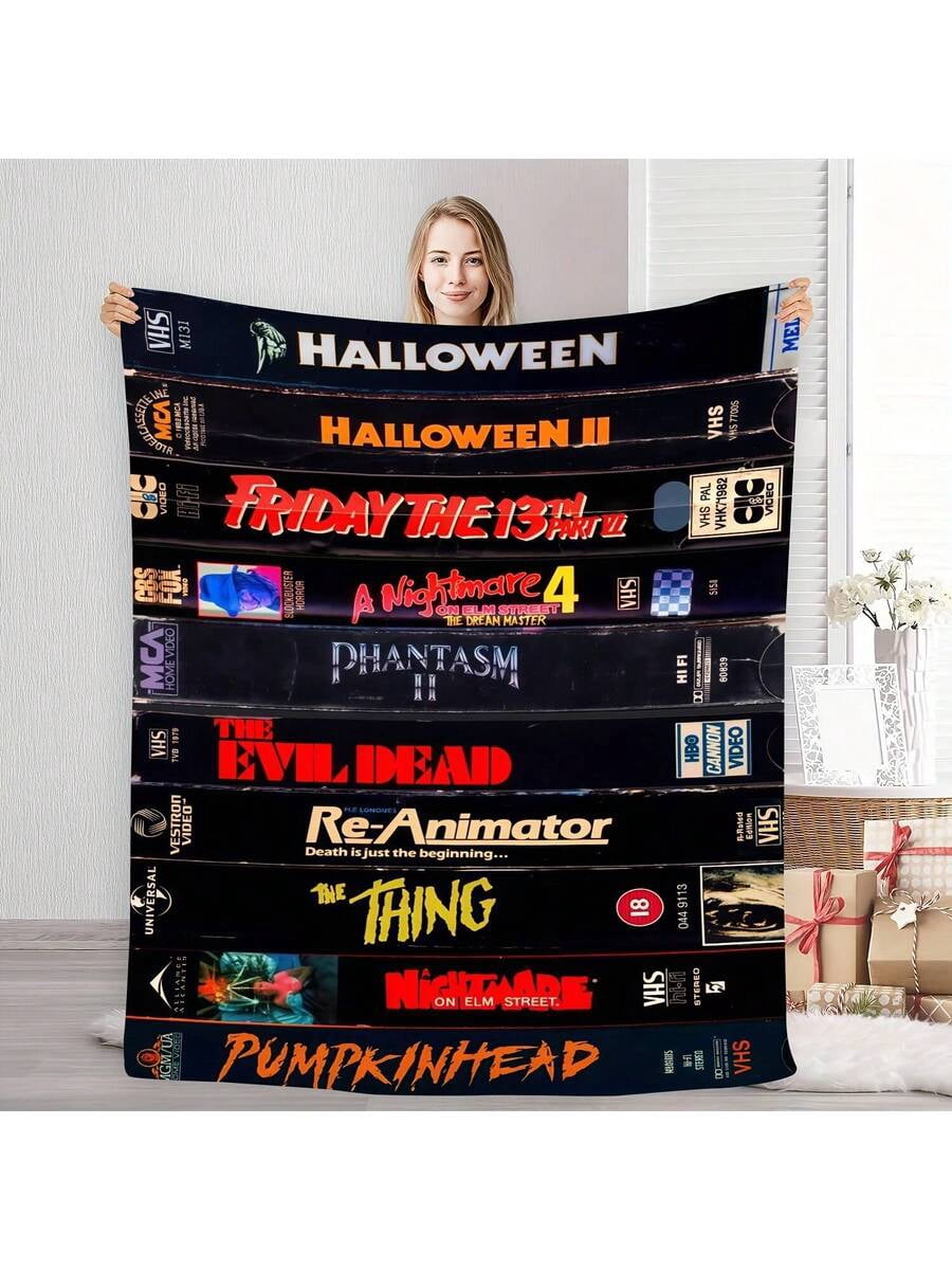 Horror Movie Classic Collection Flannel Blanket with Retro Design for ...