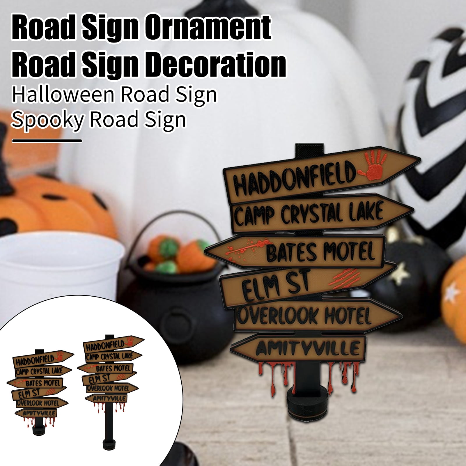 Horror Movie Destination Road Sign: Spooky Mini Street Guide Board for ...