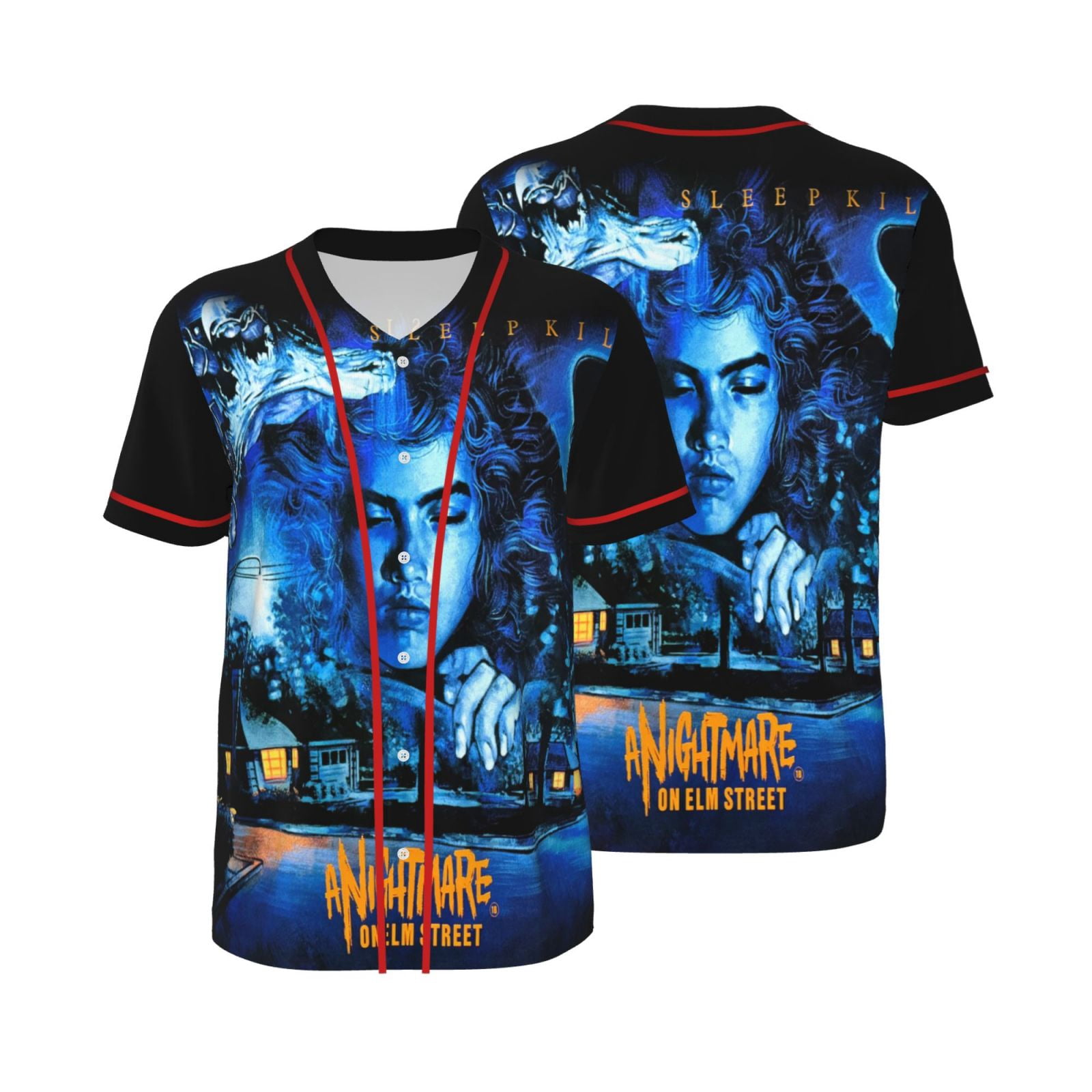 Horror Movie Freddy Krueger Baseball Jerseys Shirts Baseball Button ...