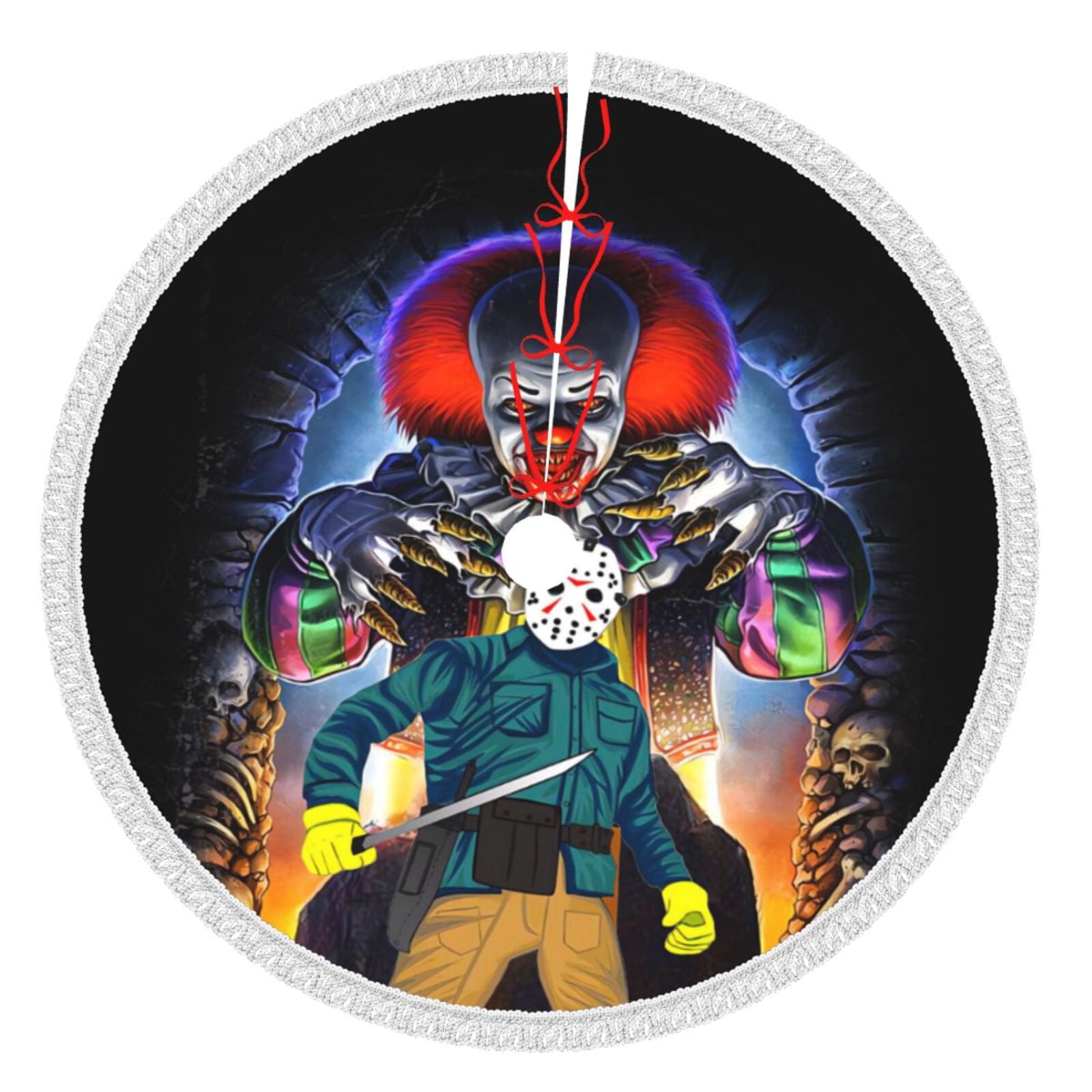 Horror Movie Friday The 13th Christmas Tree Skirt with Tassels, Large ...