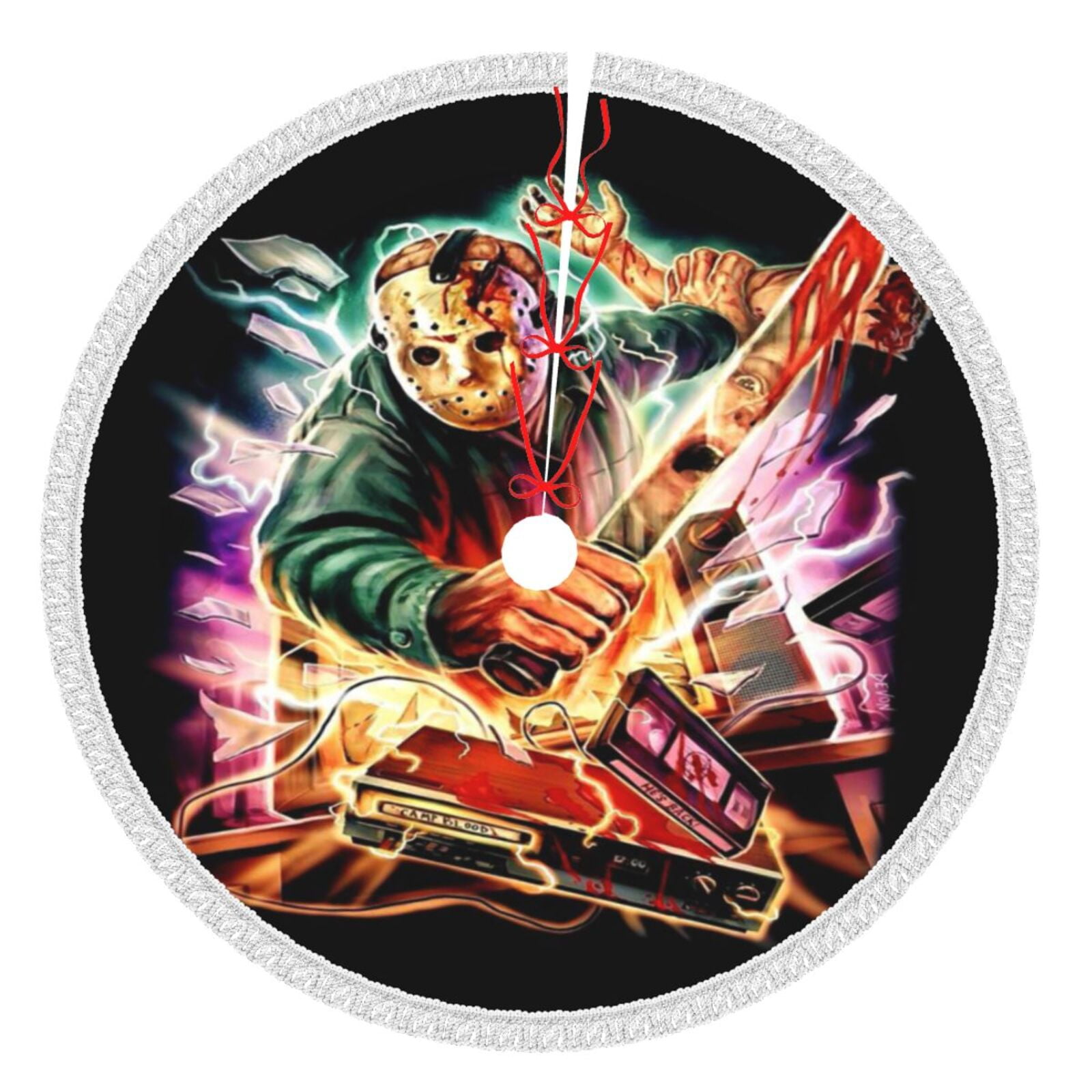 Horror Movie Friday The 13th Christmas Tree Skirt with Tassels, Large ...