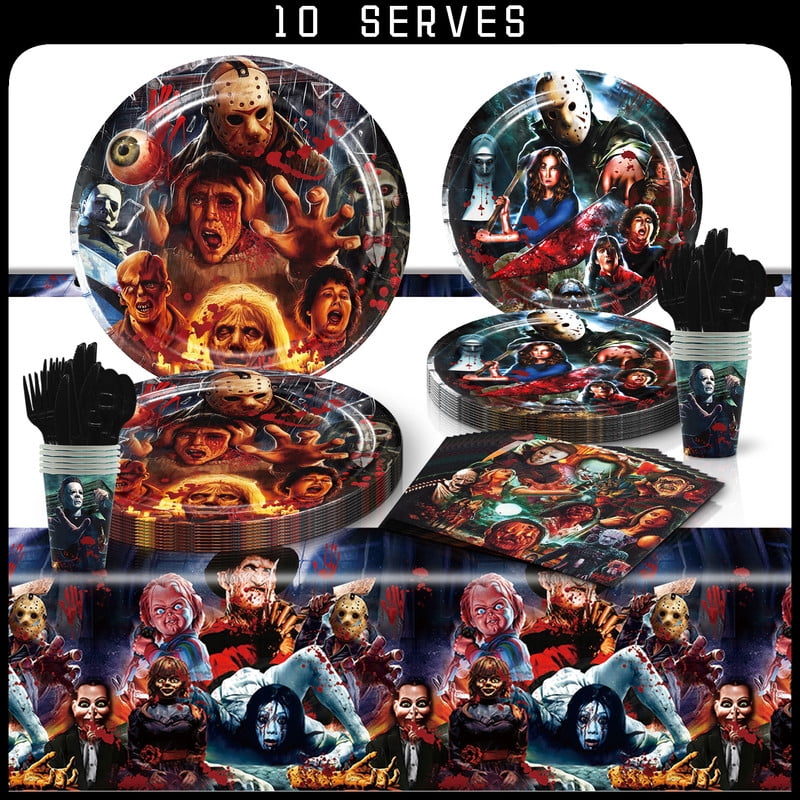 Horror Movie Michael Myers Plates Tableware Set Kit Cups Party Supplies ...