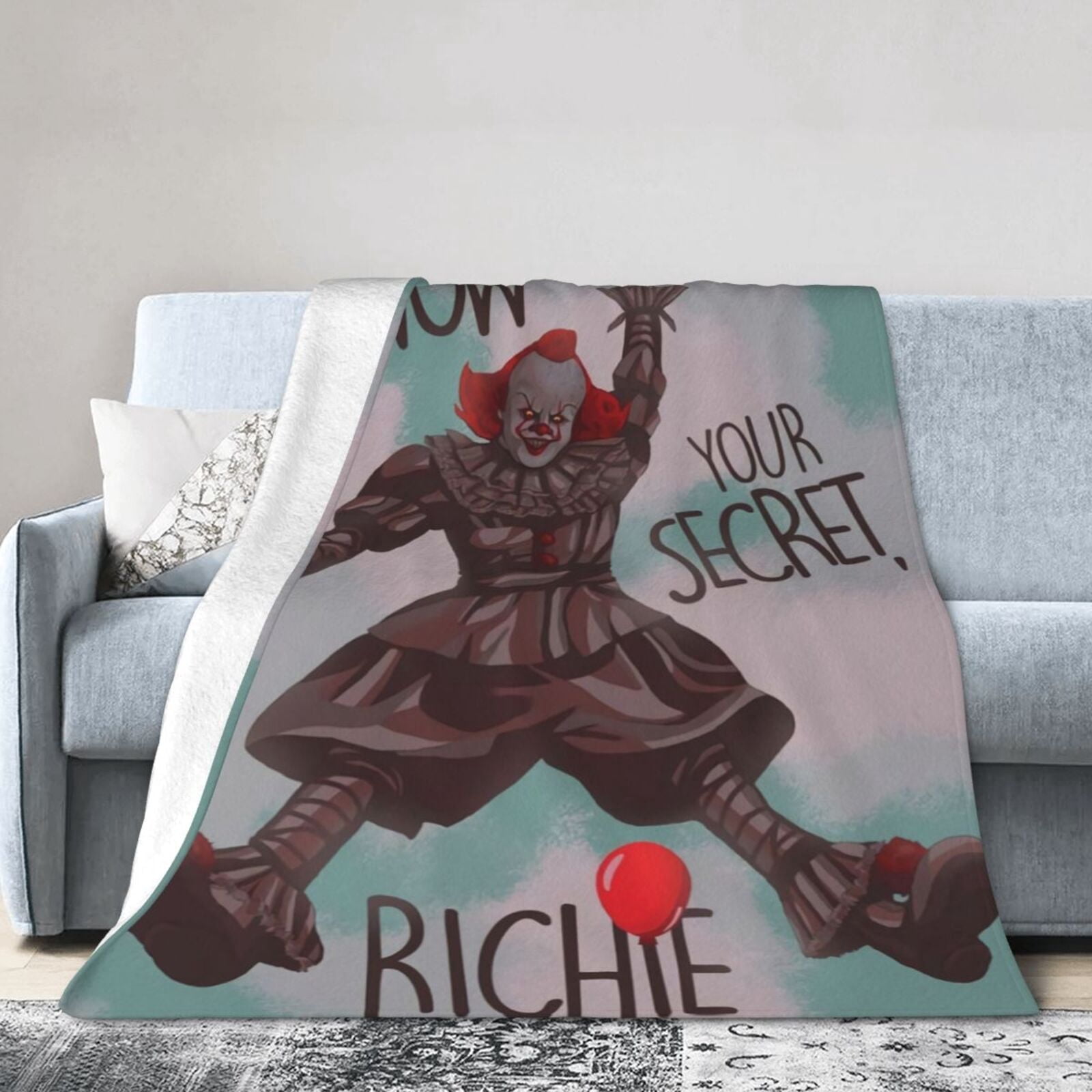 Horror Movie Pennywise Clown Print Super Soft Flannel Plush Throw ...