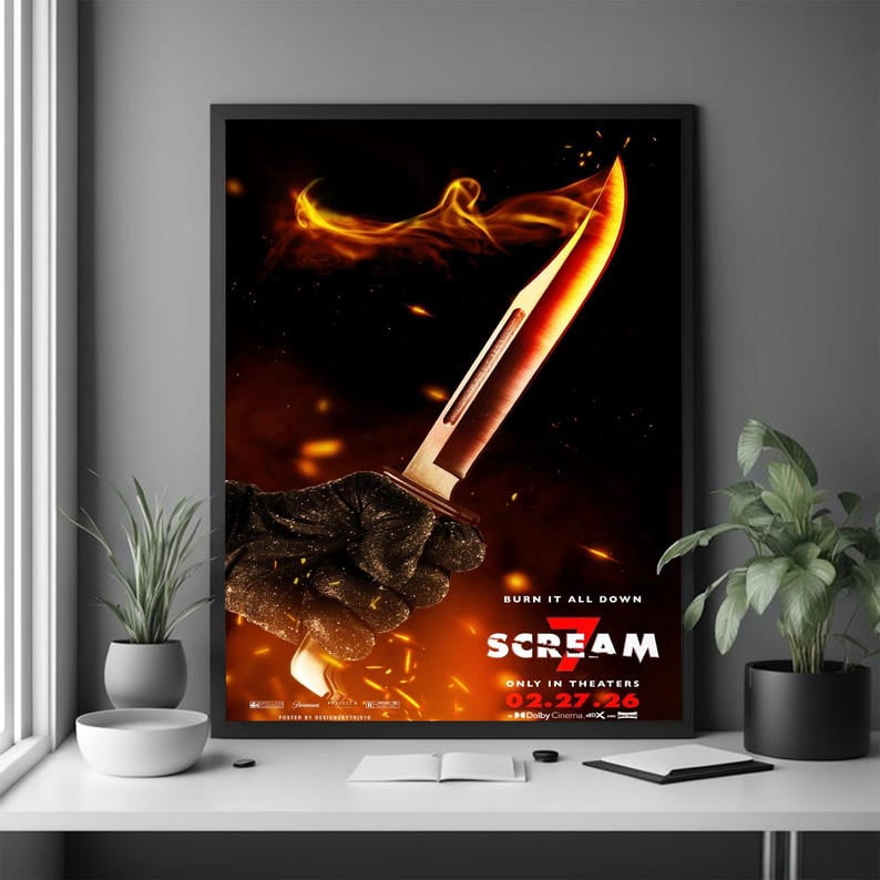 Horror Movie Poster Wall Art Slasher Knife Thriller Cinema Decor Scream ...