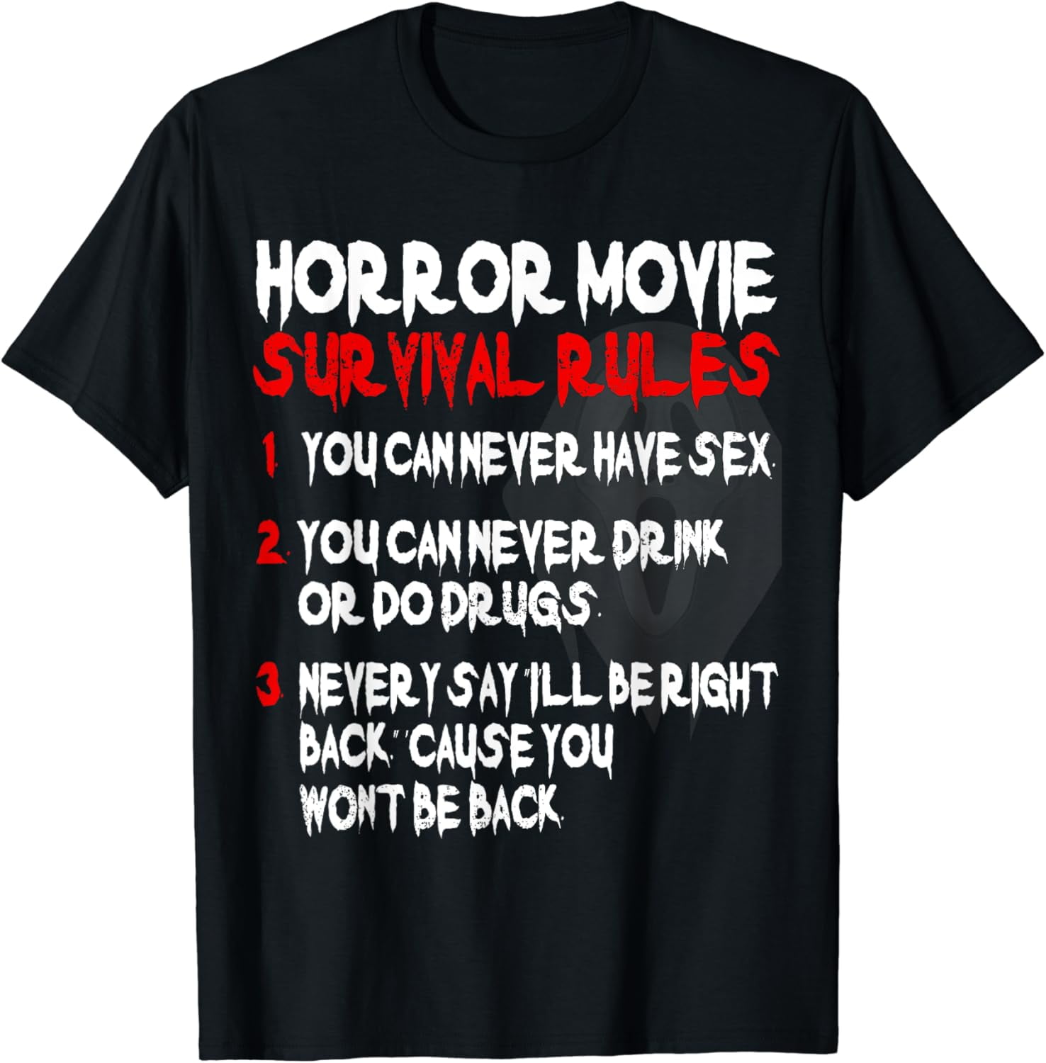 Horror Movie Rules T-Shirt - 80s horror movie T-Shirt - Walmart.com