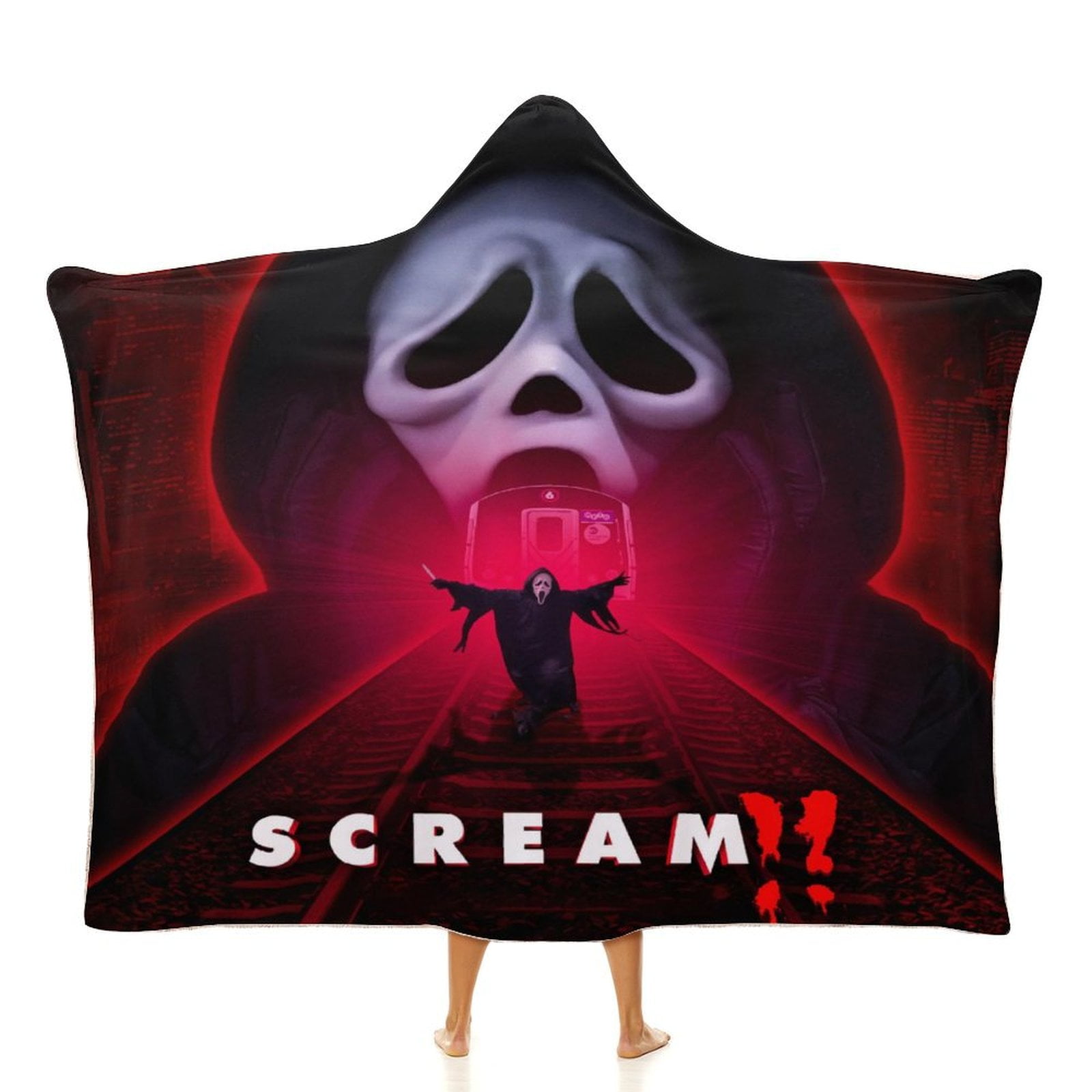 Horror Movie Scream Ghost Face Wearable Flannel Blanket Hoodie Cloak ...