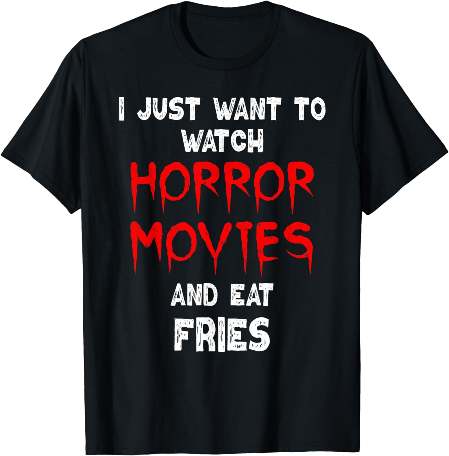 Horror Movie Shirt Funny French Fries Watching Horror Film T-Shirt ...