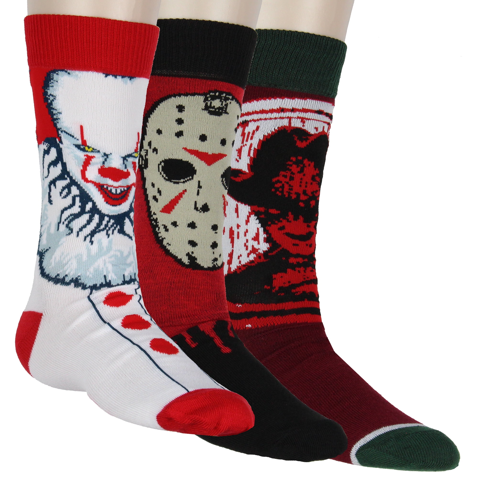 Horror Movie Socks Men's Pennywise Jason Voorhees And Freddy Krueger 3 ...