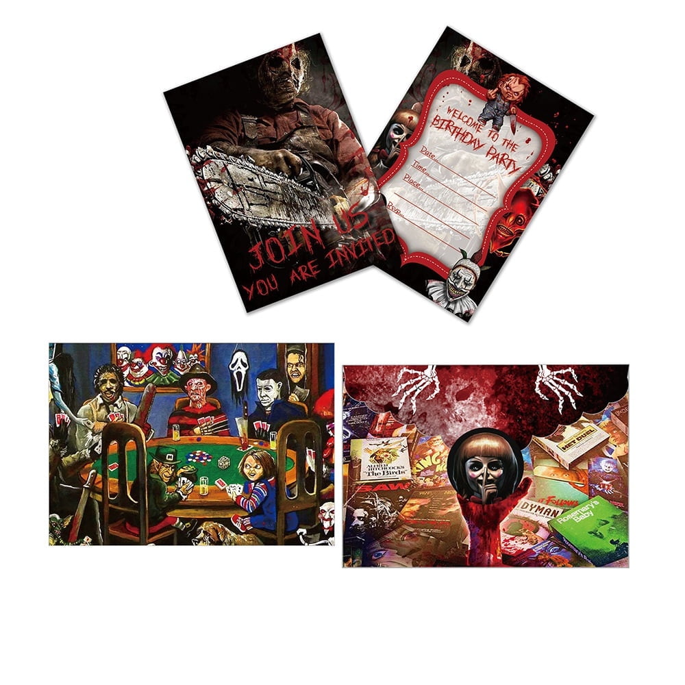 Horror Movie Theme Birthday Party Invitation & Envelopes，12Pcs ...