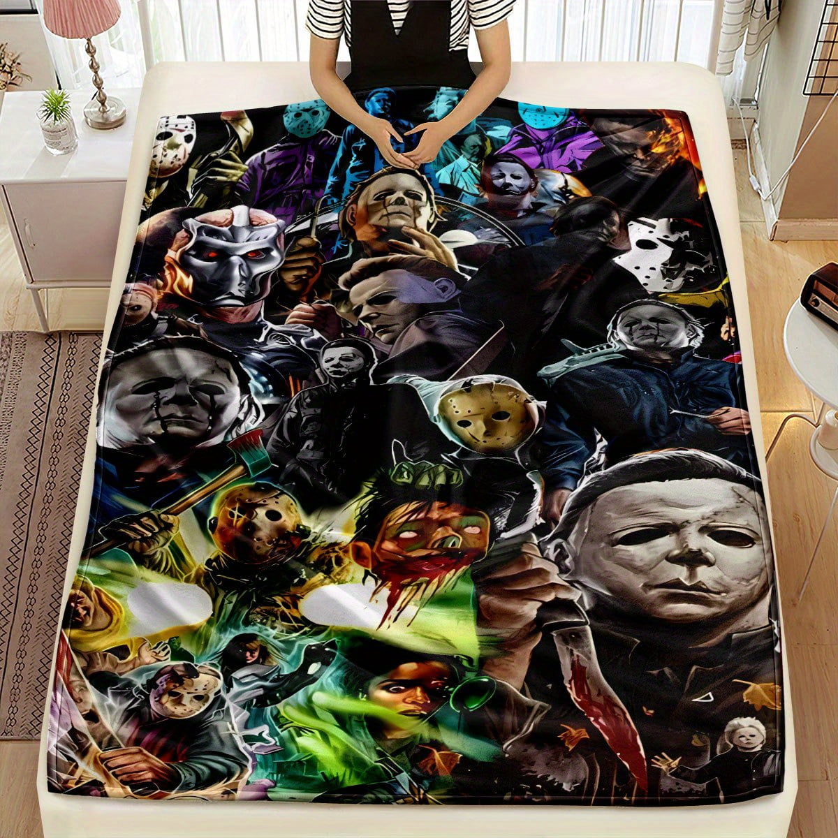 Horror Movie Themed Polyester Throw Blanket - Soft, Durable, and ...