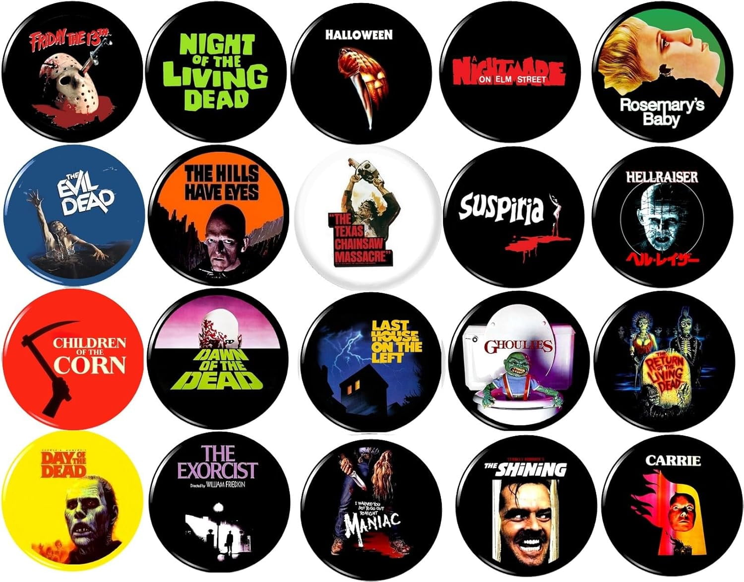 Horror Movie buttons pins badges set of 20 NEW 1" inch (25mm ...