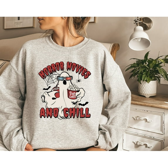 Horror Movies and Chill T-Shirt Halloween Ghost Shirt Horror Movie T ...