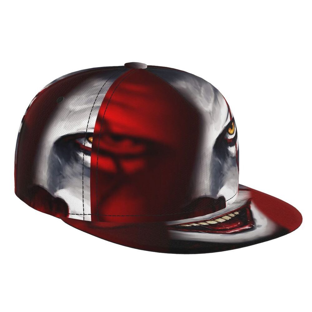 Horror Pennywise Clown Unisex Flat Brim Cap Fashion Adjustable Fitted ...