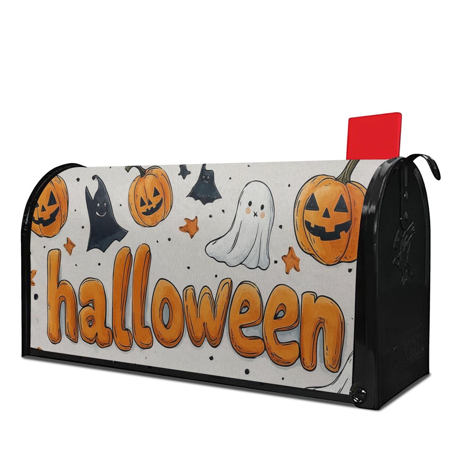 Horror Pumpkin Ghost Bat Spider Happy Halloween Mailbox Cover,Magnetic ...