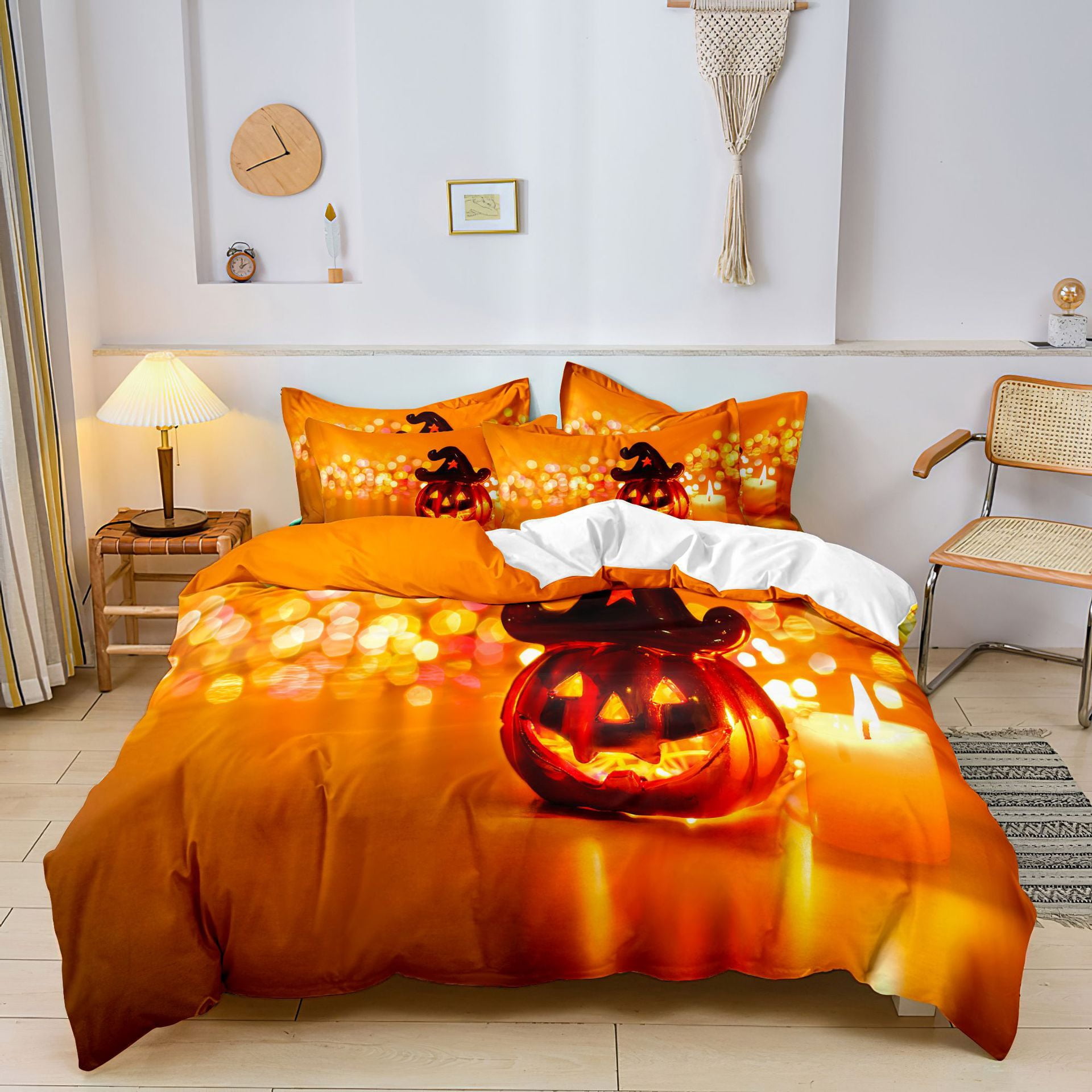 Horror Pumpkin Ghost Face Duvet Cover Dark Series Halloween Comforter ...
