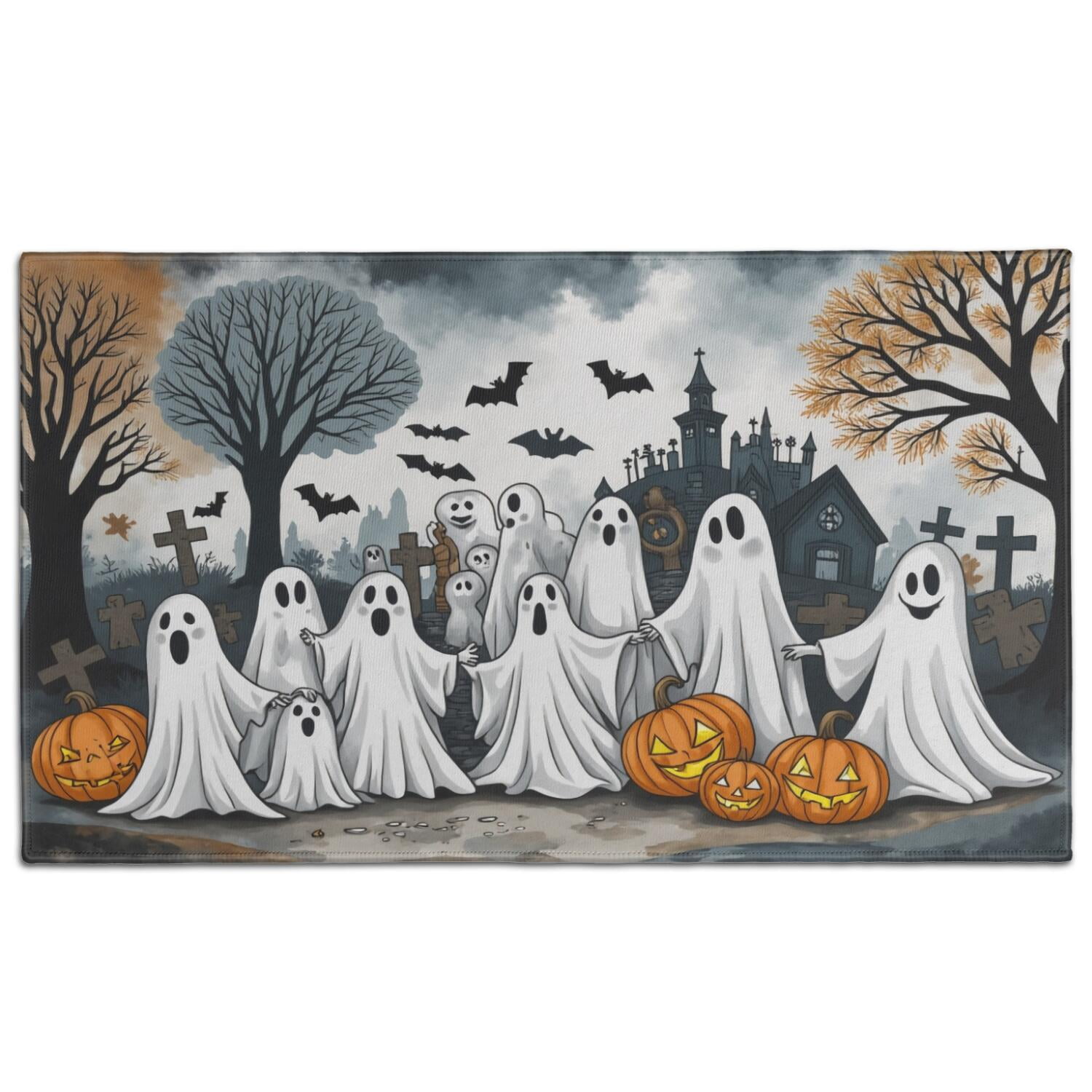 Horror Pumpkin Ghost Non-Slip Door Mat - Innovative Design x Inch Happy ...