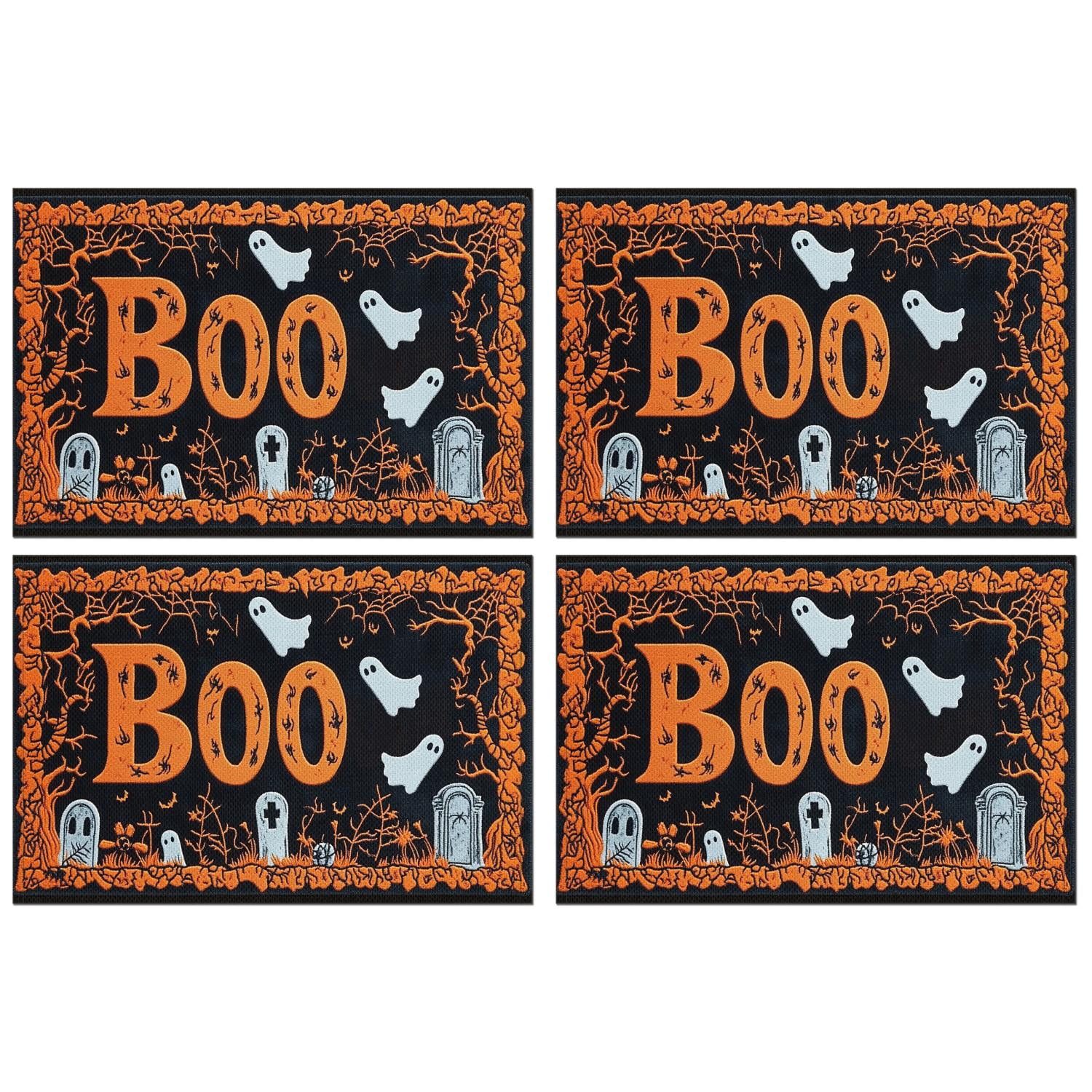 Horror Pumpkin Scary Ghost Halloween Placemats Set of 4 12x18in Inch ...