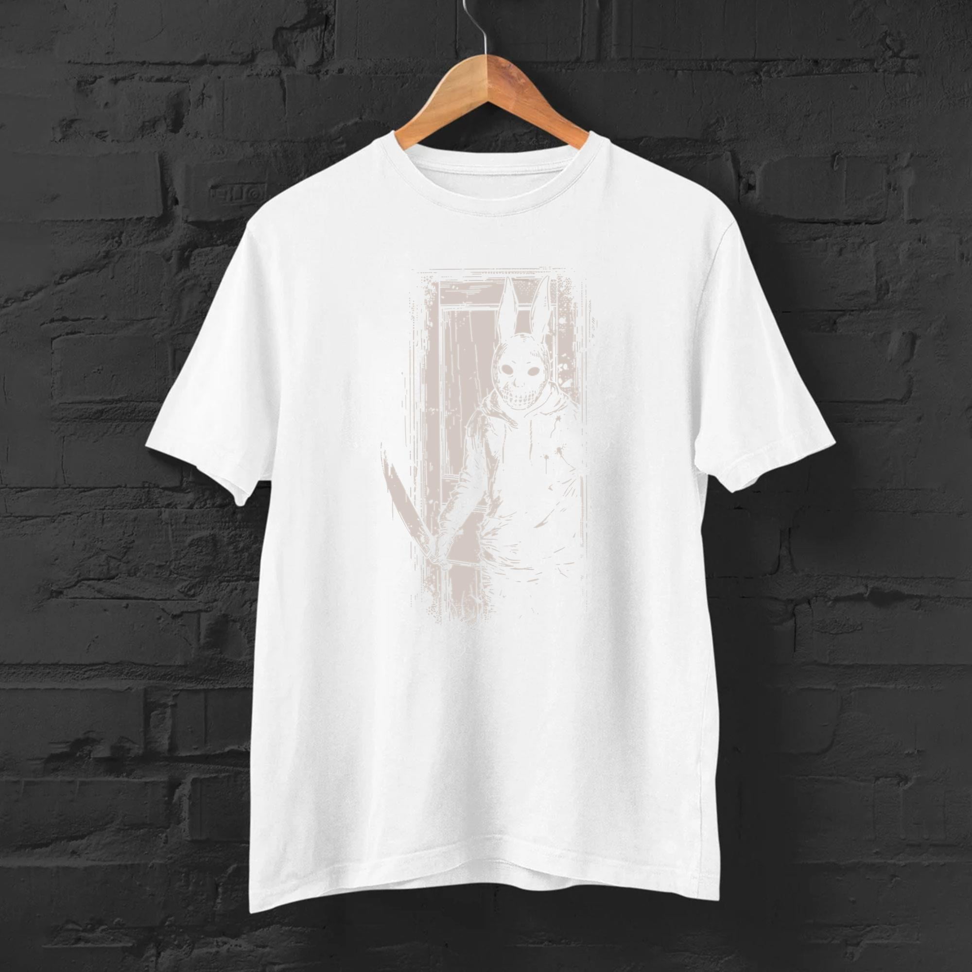 Horror Scary Creepy Bunny Mask Man Rabbit Alt Goth Slasher T Shirt Men ...
