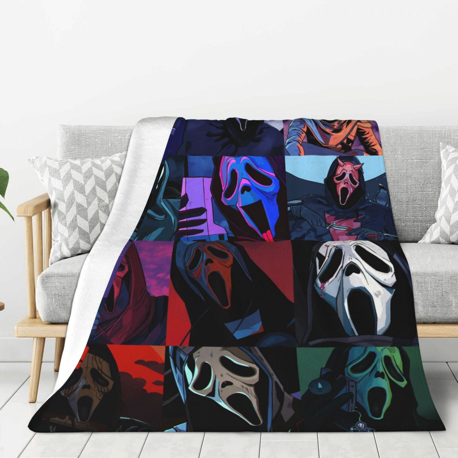 Horror Scream Ghostface Blanket Cozy Soft Fleece Flannel Bed Blanket ...
