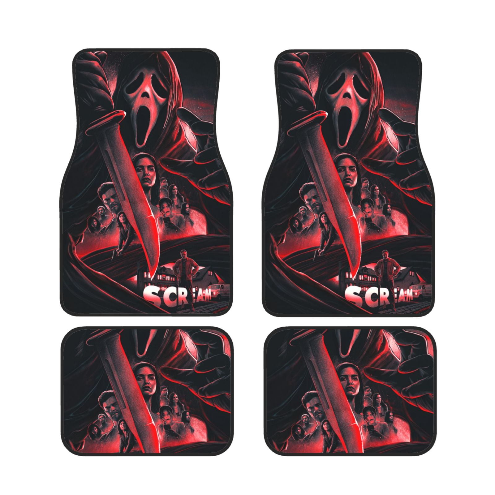Horror Scream Ghostface Killer Car Floor Mat Set 4-Piece Front/Rear ...