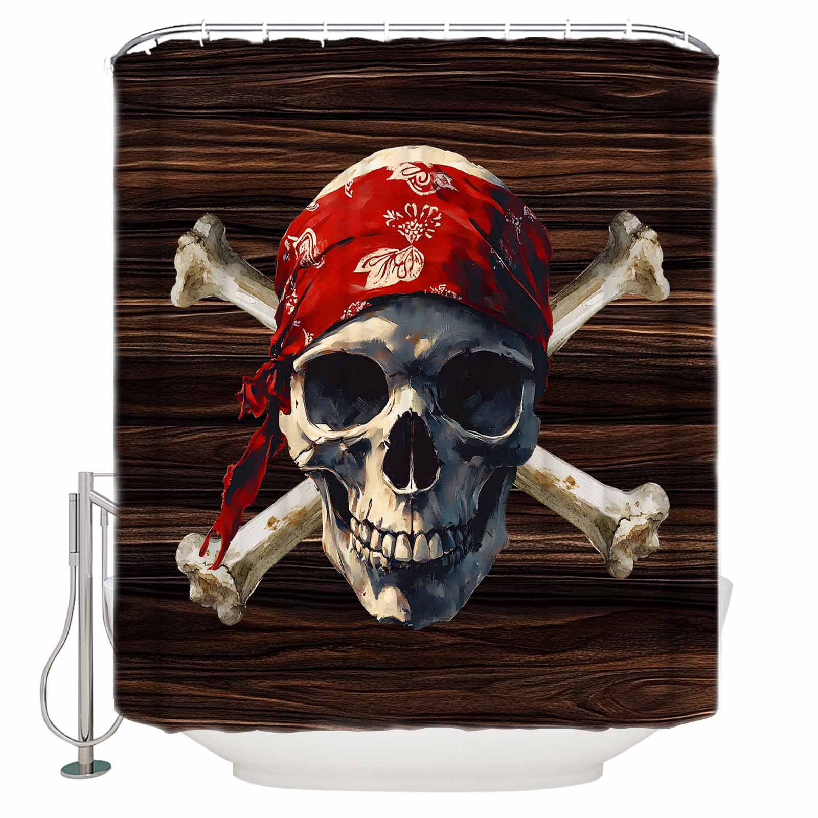 Horror Skull Bathroom Shower Curtains with 12 Hooks Polyester ...