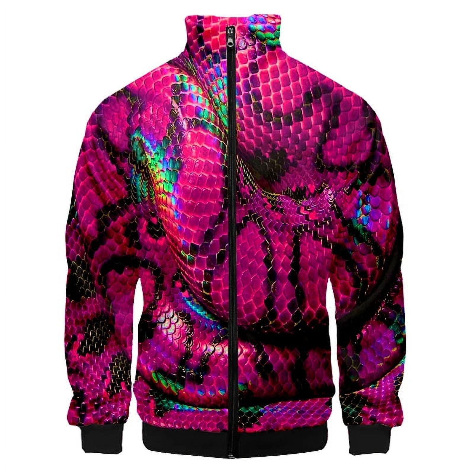 Horror Snake 3D Print Jacket Long Sleeve Winter Jacket Stand Collar ...