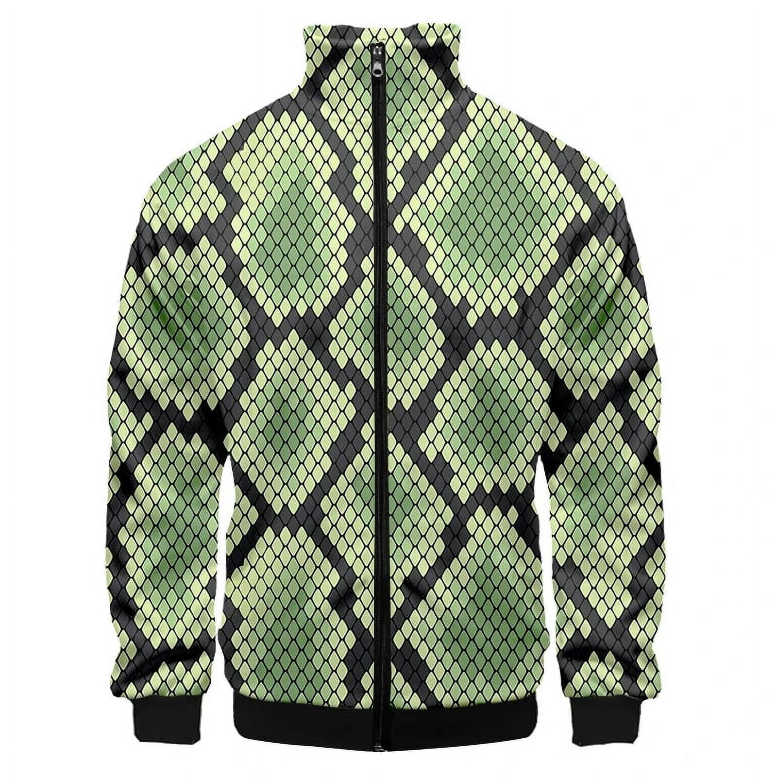 Horror Snake 3D Print Jacket Long Sleeve Winter Jacket Stand Collar ...