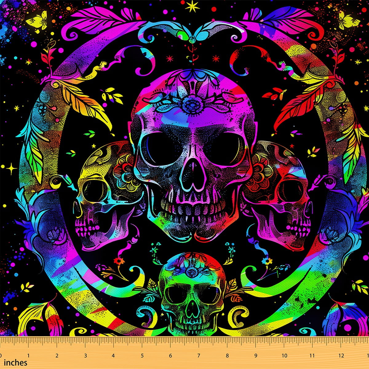 Horror Sugar Skull Fabric by the Yard,Glitter Starry Sky Stars Galaxy ...