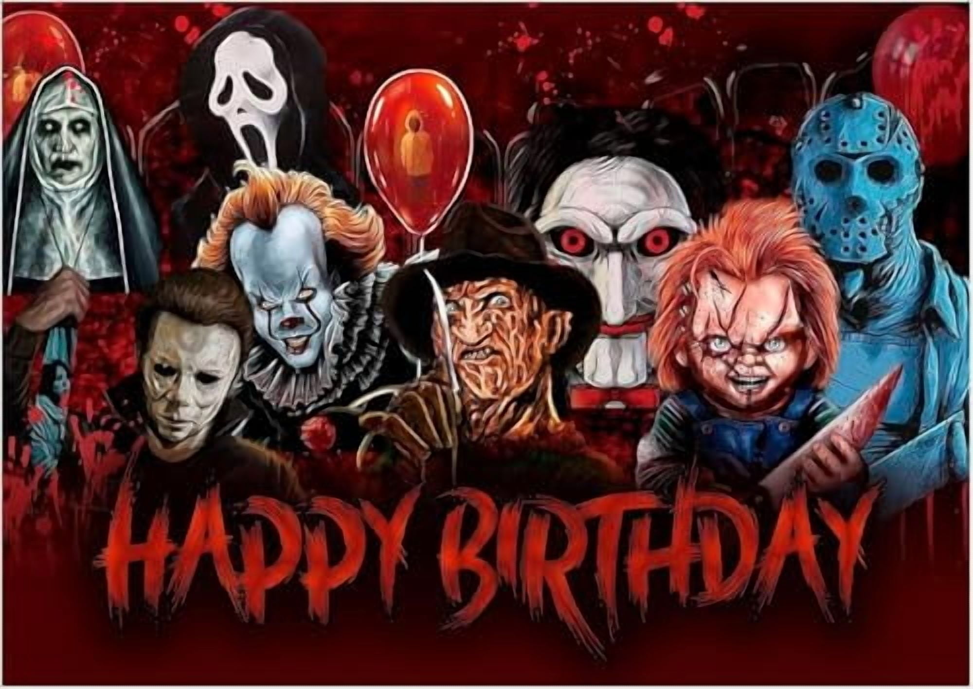 Horror Themed Birthday Edible Image Edible cake topper for 1/4 sheet ...