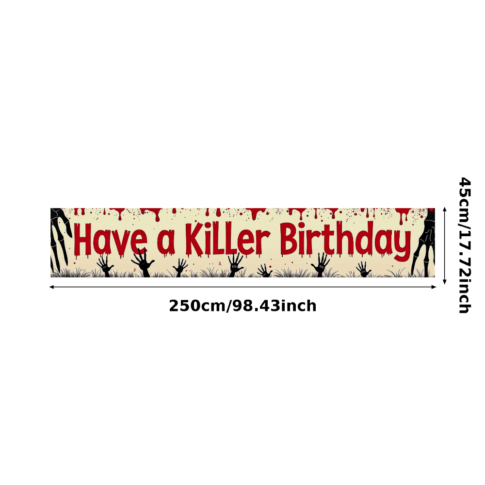 Horror Themed Blood Splatter Banner with Hand Silhouettes Birthday ...
