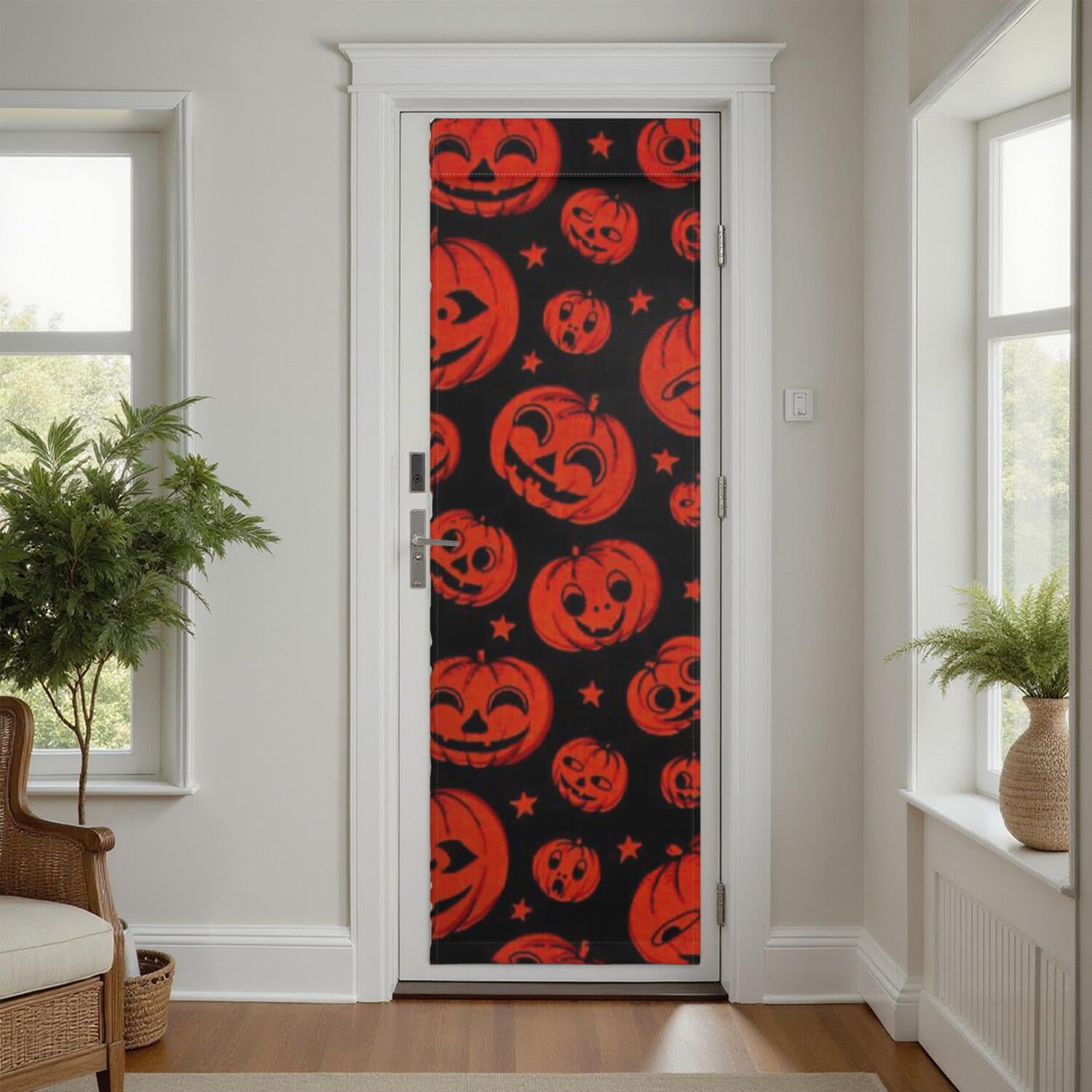 Horror Themed Velcro Door Curtain - Skull Spider Cobweb Print, 100% ...