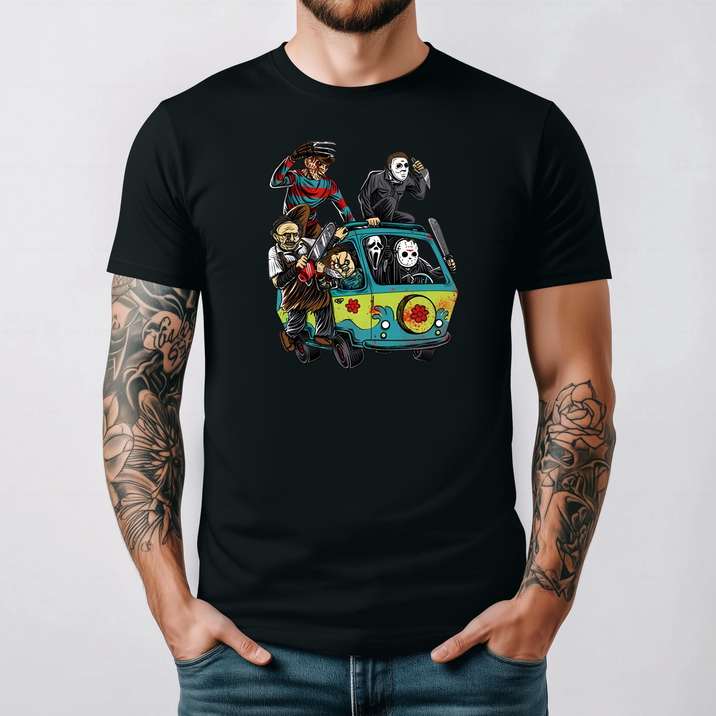 Horror Villains Scooby Doo Mystery Machine Funny Mashup Graphic TShirt ...