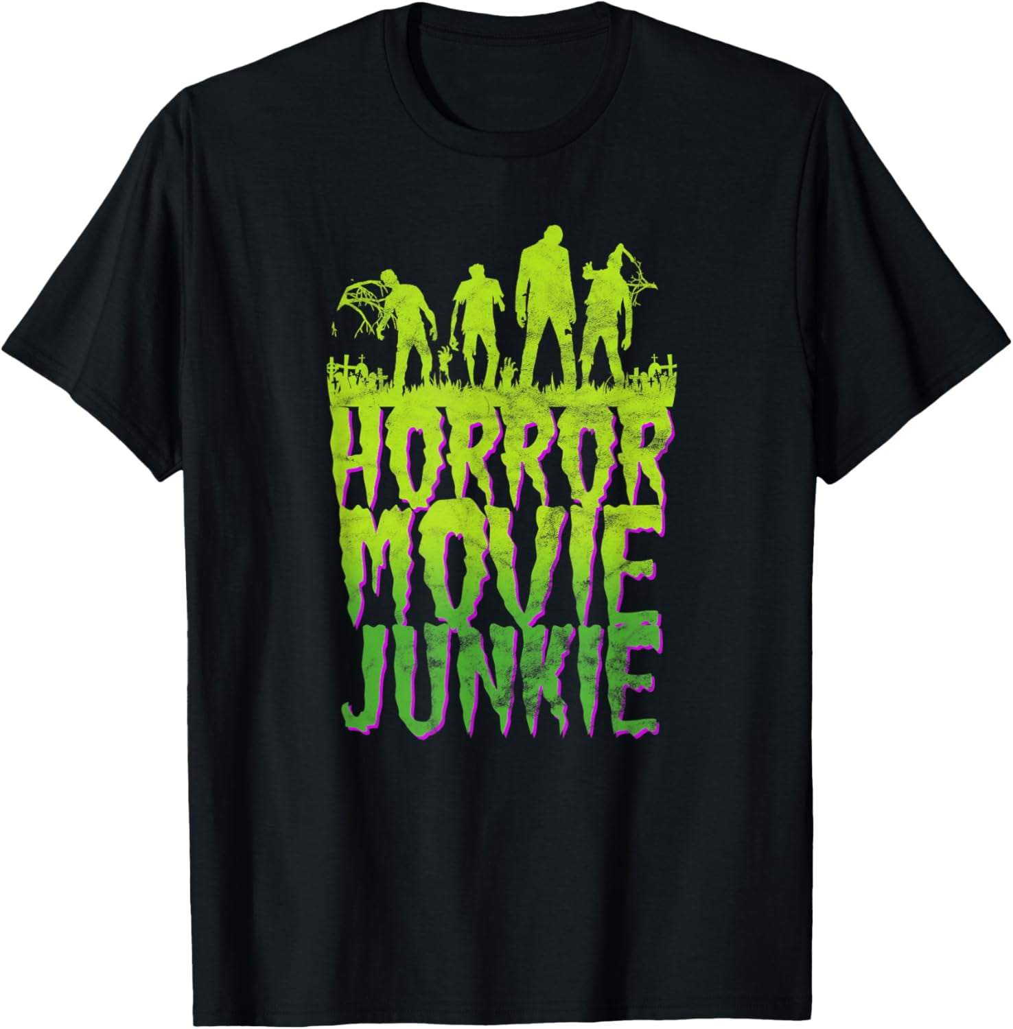 Horror Zombie Movie Junkie vintage 80s Films Funny Creative Graphic T ...