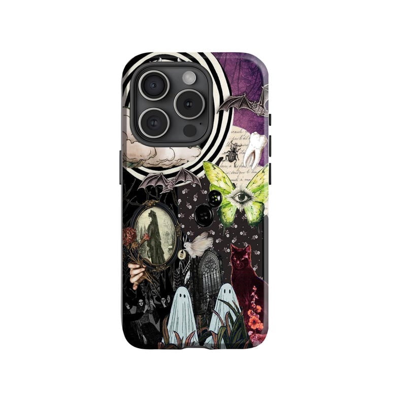 Horror collage gothic phone case, retro dark aesthetic Halloween design ...
