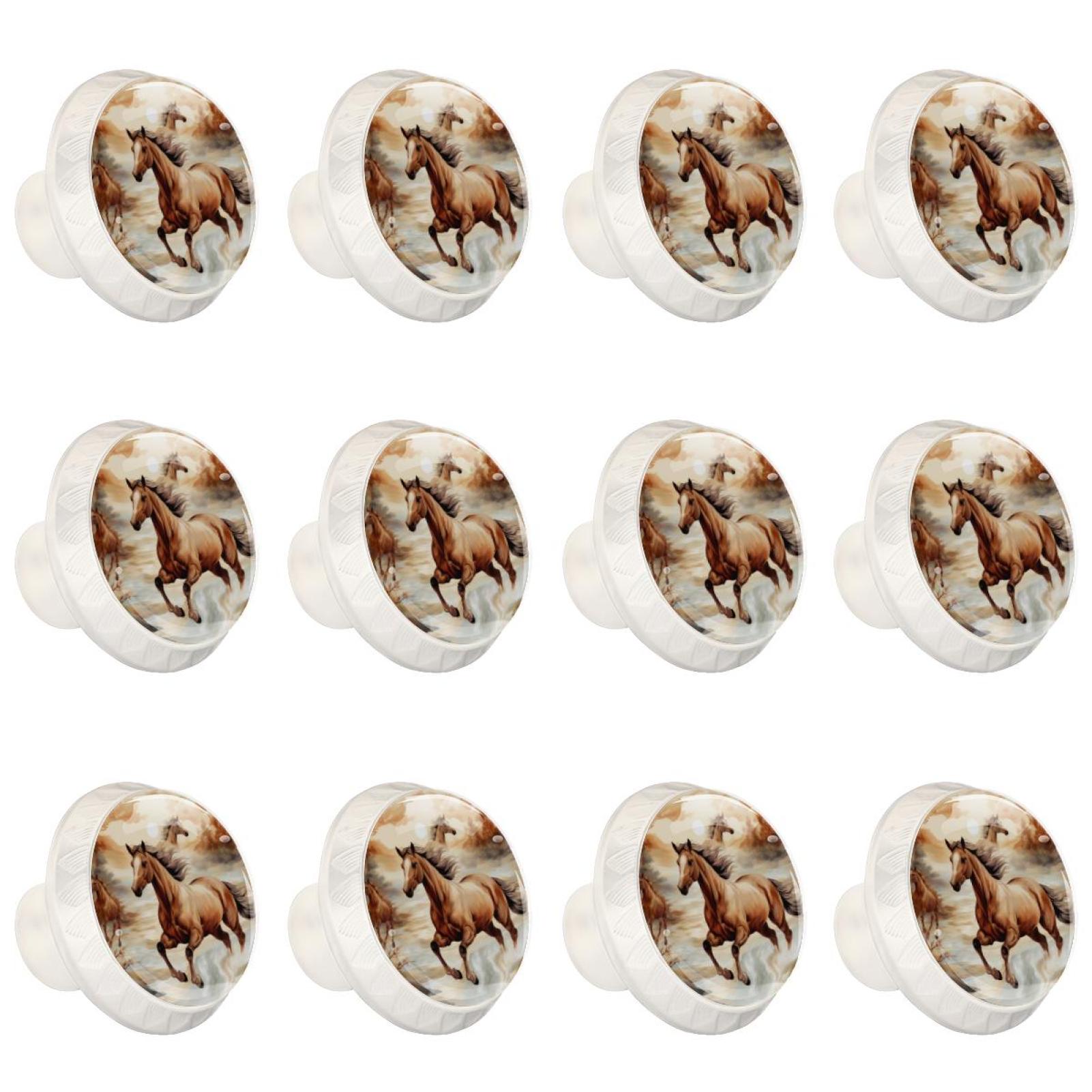 Horse 12 Pcs White Round Drawer Pulls with Screws,ABS and Glass Cabinet ...
