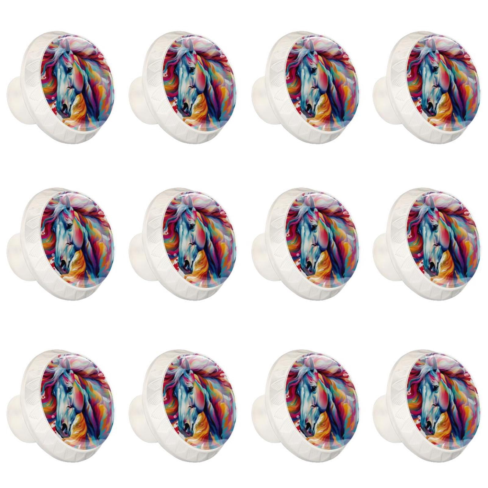 Horse 12 Pcs White Round Drawer Pulls with Screws,ABS and Glass Cabinet ...