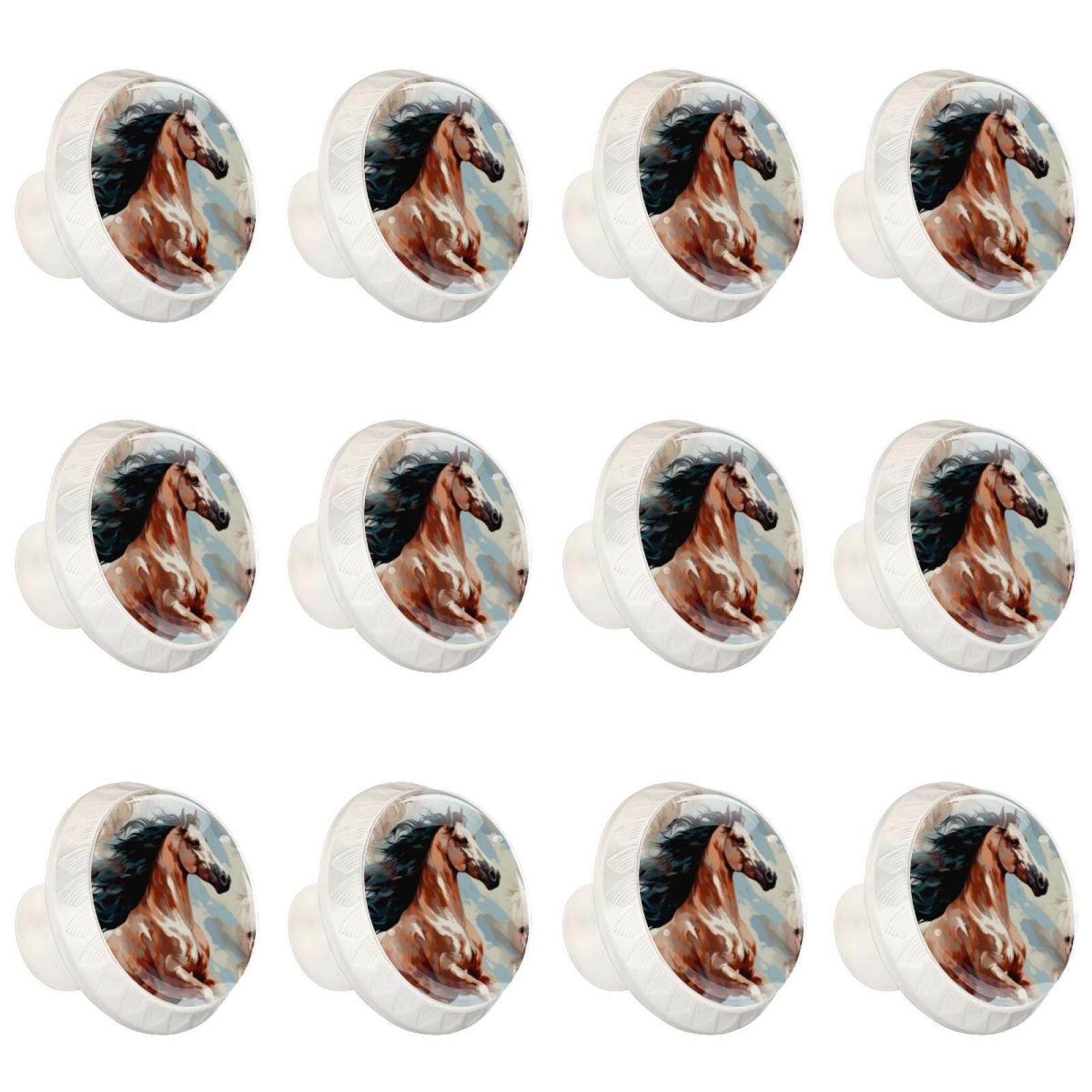 Horse 12 Pcs White Round Drawer Pulls with Screws,ABS and Glass Cabinet ...
