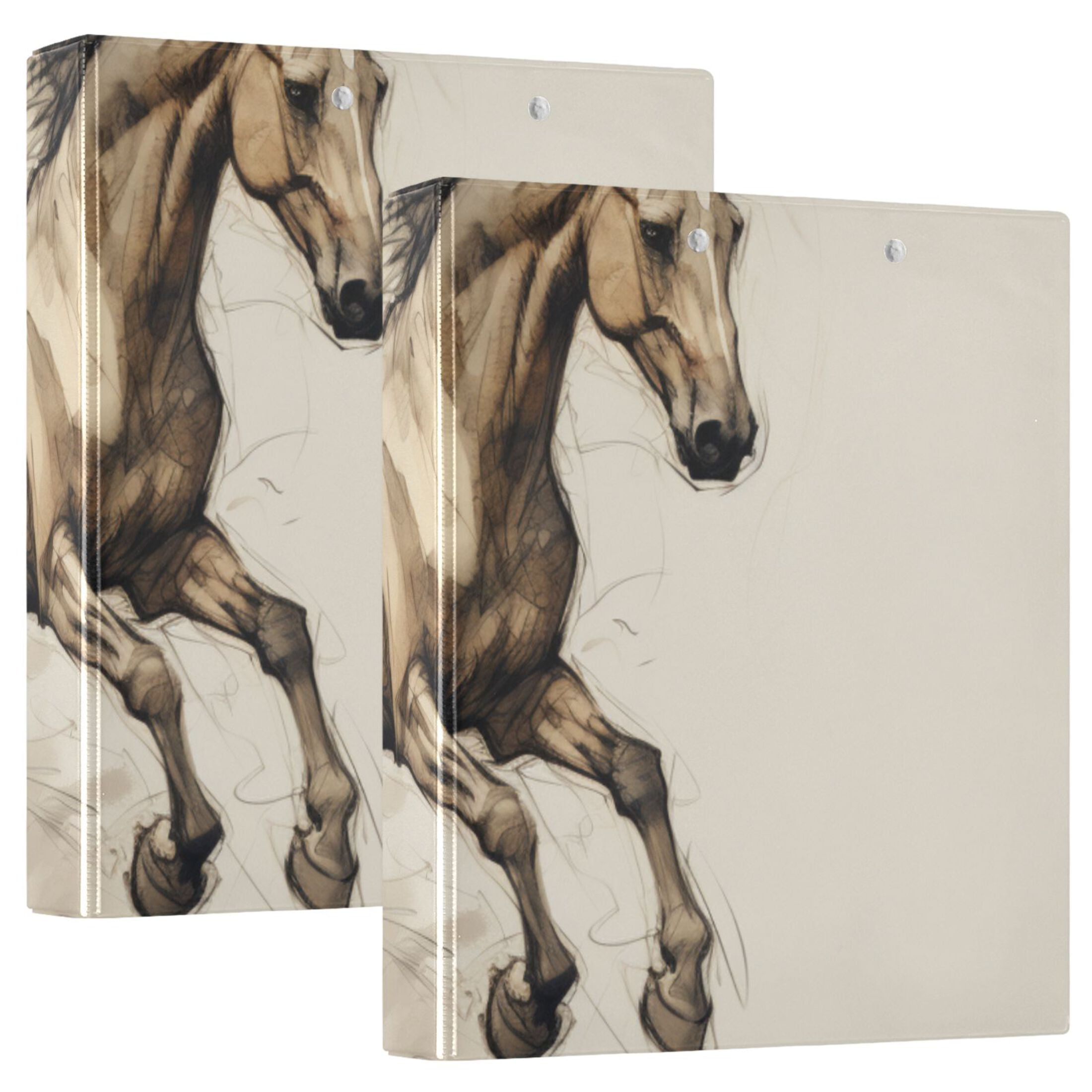 Horse 3 Ring Binders 1.5 inch Hardcover File Folders with Interior ...